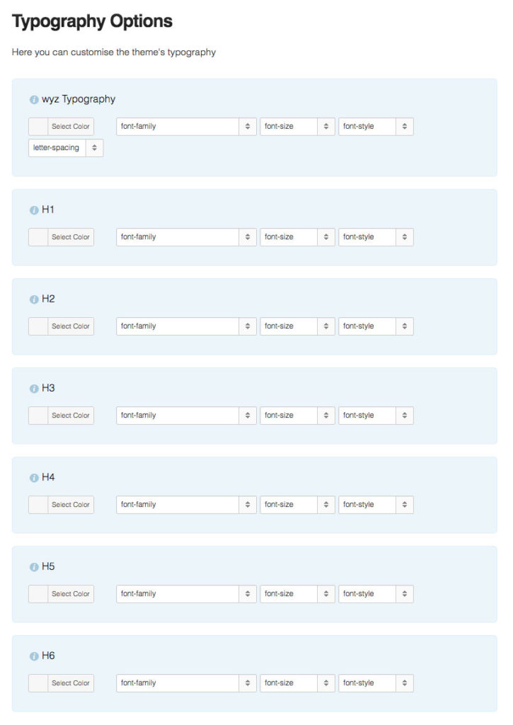 Typography Settings | WYZI - Documentation