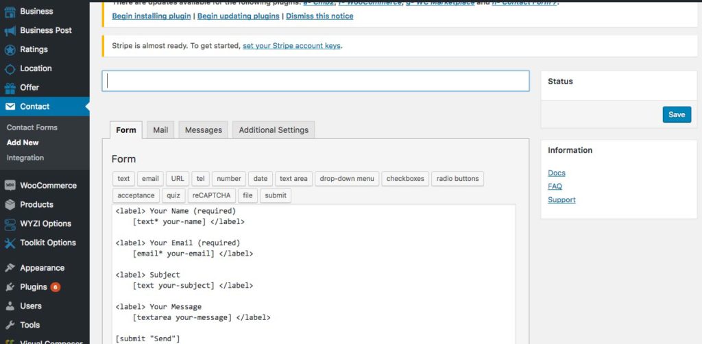 Message Tab Contact Form 7 Linking | WYZI - Documentation
