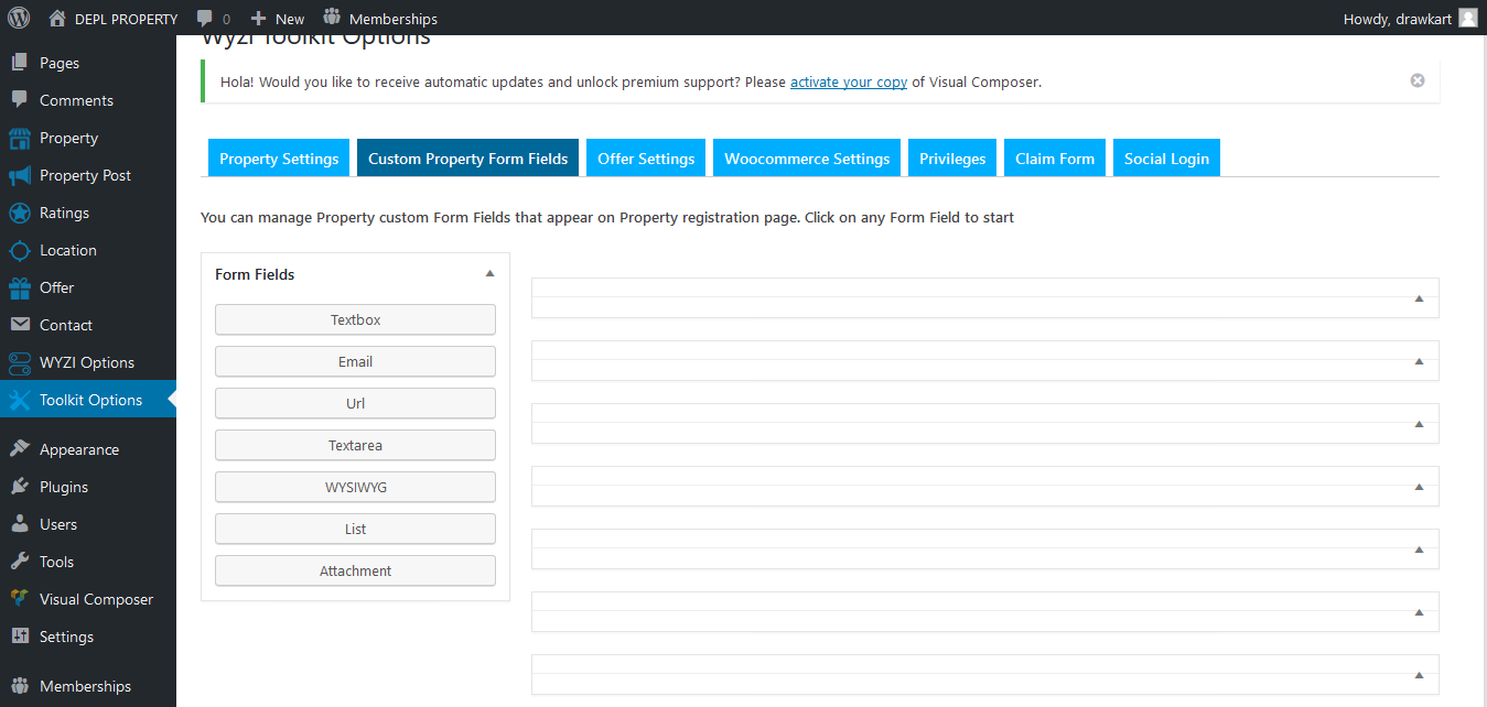 Wyzi Toolkit Options ‹ Depl Property — Wordpress Wyzi Documentation