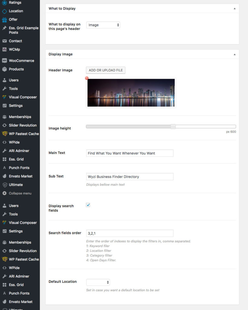 Header Image with Search Options | WYZI - Documentation