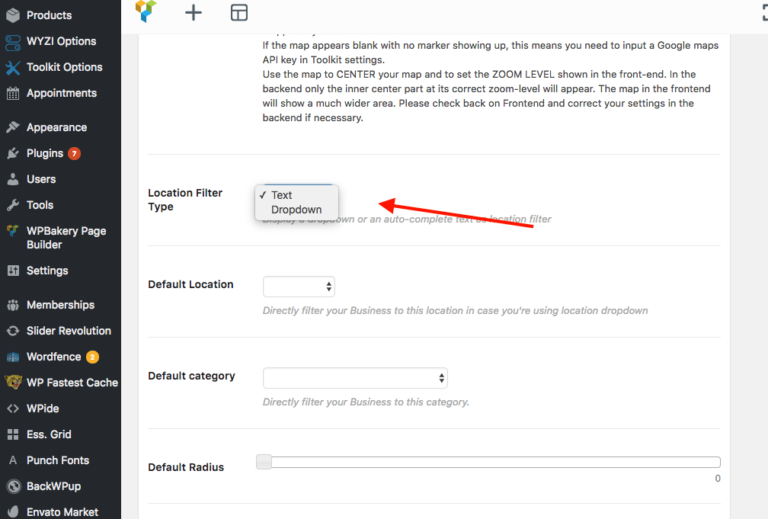 Map Location Filter Type | WYZI - Documentation