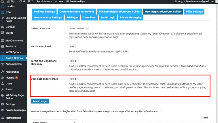 Delete Account & Export Data GDPR Requirement | WYZI - Documentation