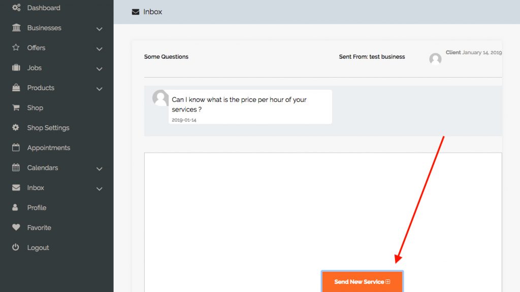 Direct Payment Request for Services inside Internal Messaging System with Admin Commission ...