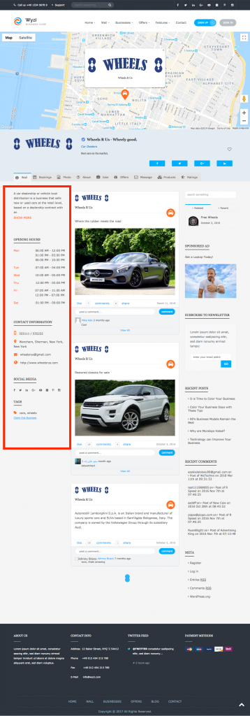 Custom Business Sidebar Ready Widgets | WYZI - Documentation