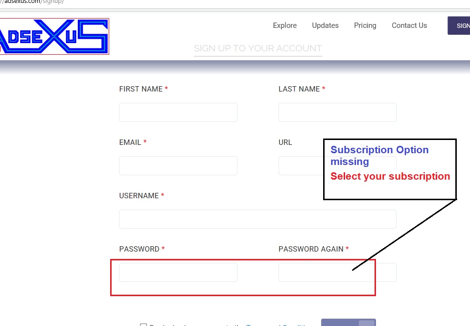 Subscription-mising-on-Registration-form | WYZI - Documentation
